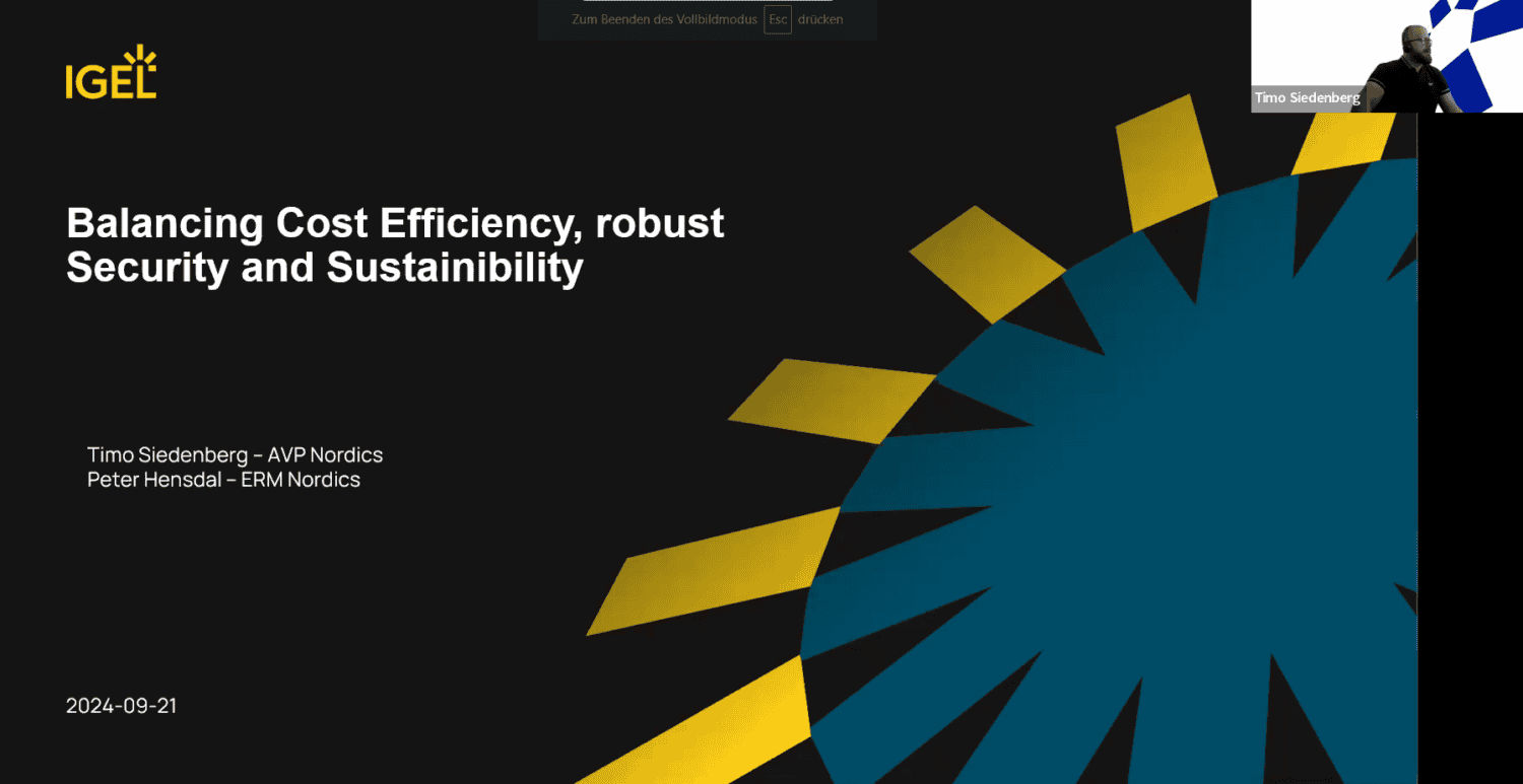 Balancing Cost Efficiency, robust Security and Sustainibility | IGEL Balancing Cost Efficiency, robust Security and Sustainibility | IGEL